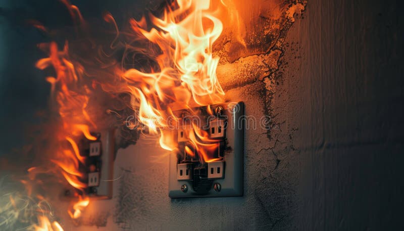 Severe Fire Hazard As Flames Engulf Electrical Socket on Wall, Posing ...