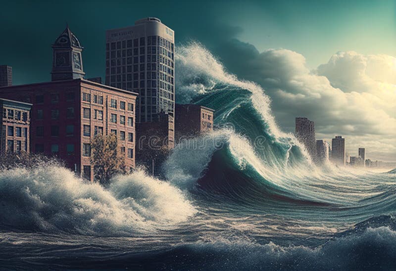 Severe Flooding in the City. AI Generated Stock Illustration ...