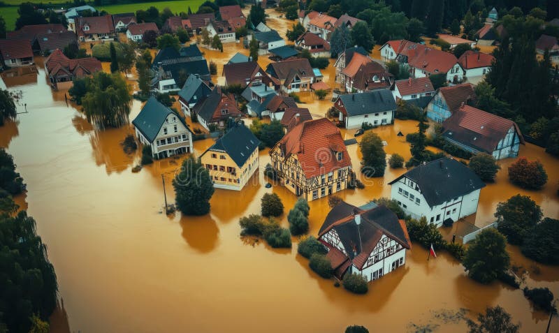 Severe Flooding in Residential Area Causing Extensive Damage To Homes ...