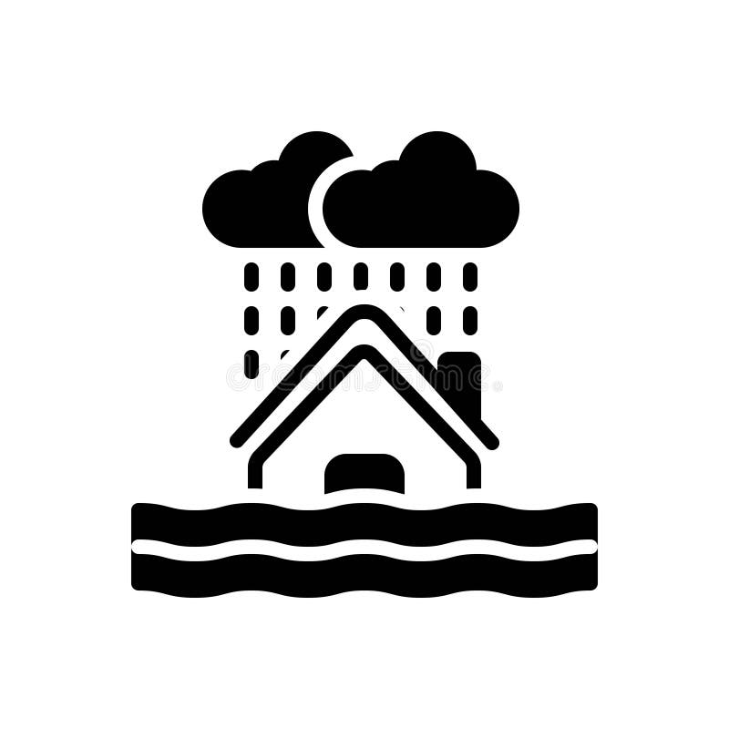 Black Solid Icon for Severe, Flood and Harsh Stock Vector ...