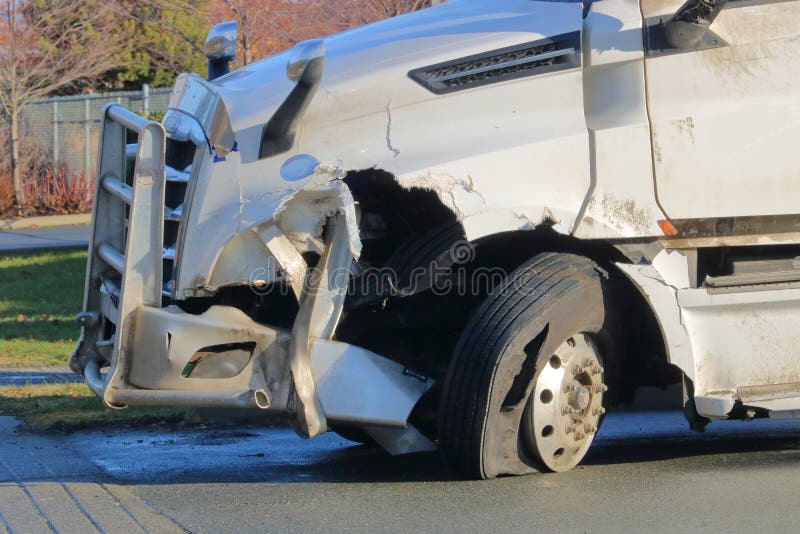 Severe Semitrailer Damage To Front End Stock Photo - Image of acute ...