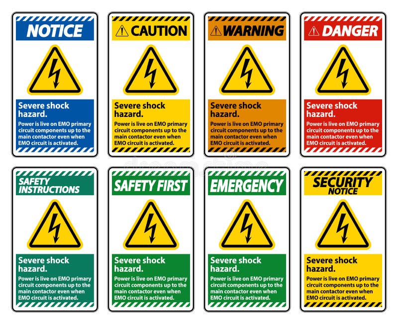 Severe Shock Hazard Sign on White Background Stock Vector ...
