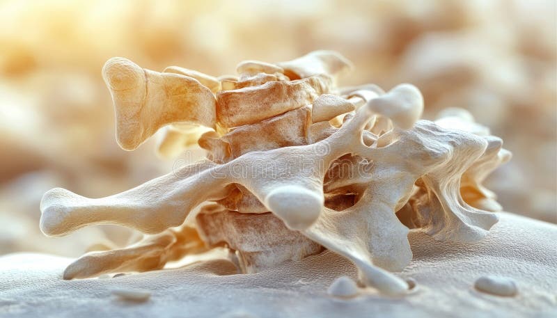 Severe Spinal Degeneration, Anatomical 3D Render Illustrating Bone and ...