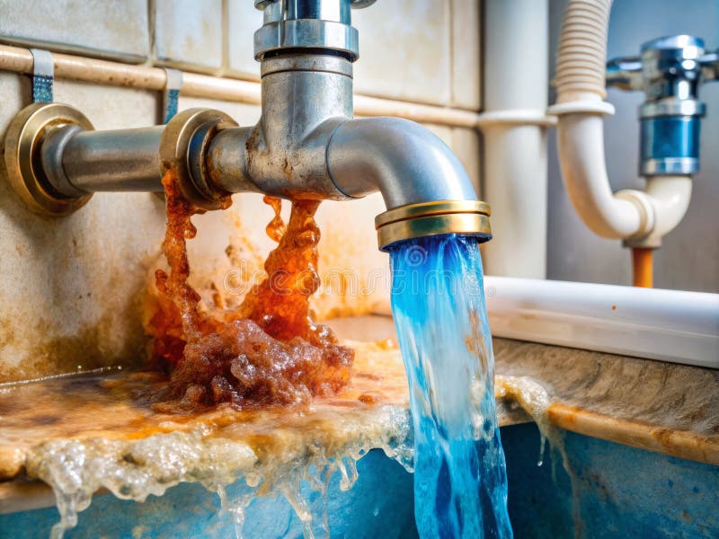 Water Softener System Failure Clogged Pipes Mineral Deposits and Rusty ...