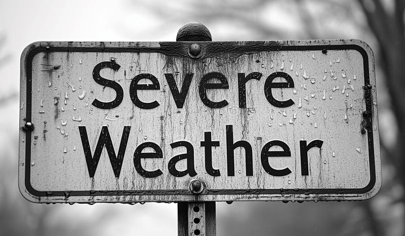 Severe Weather Information on the Traffic Sign Stock Illustration ...