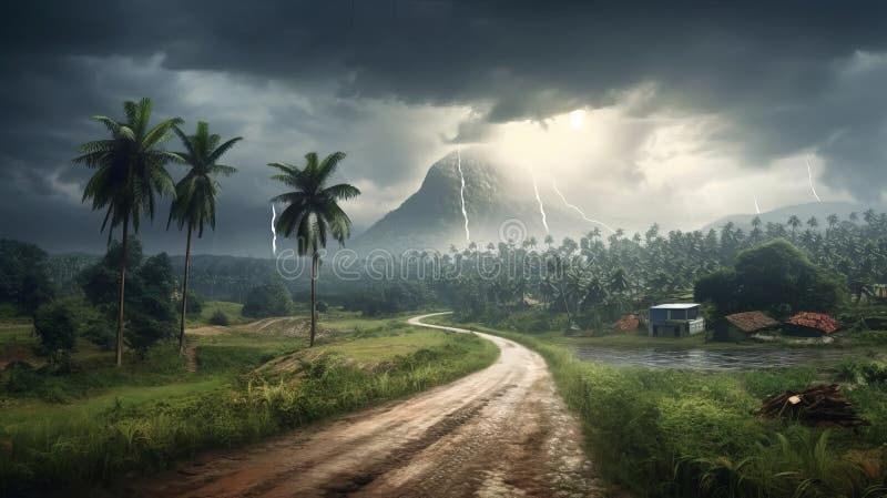 Severe Weather in Tropical Regions. Generative AI. Stock Illustration ...