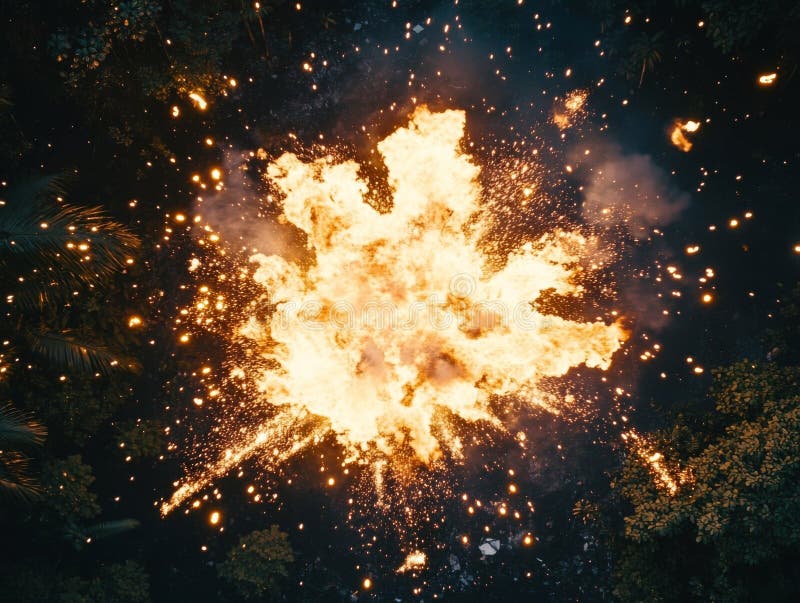 A Severe Wildfire Scorches a Dense Forest, Burning Trees and Spreading ...