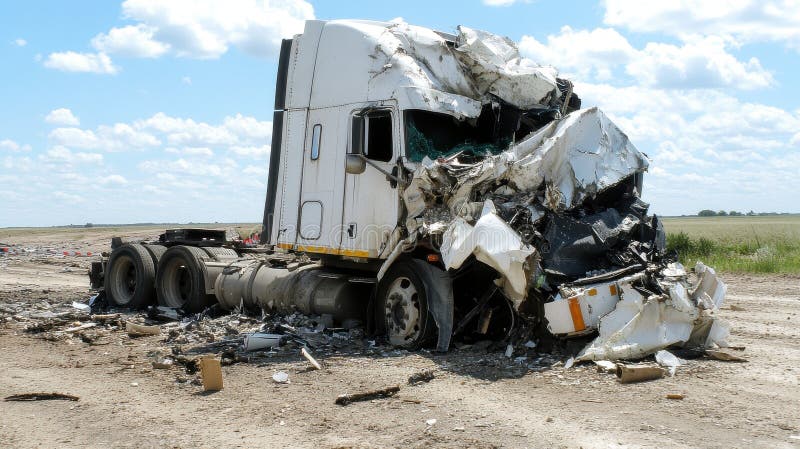 A Severely Damaged Truck on a Roadside, Indicating a Serious Accident ...