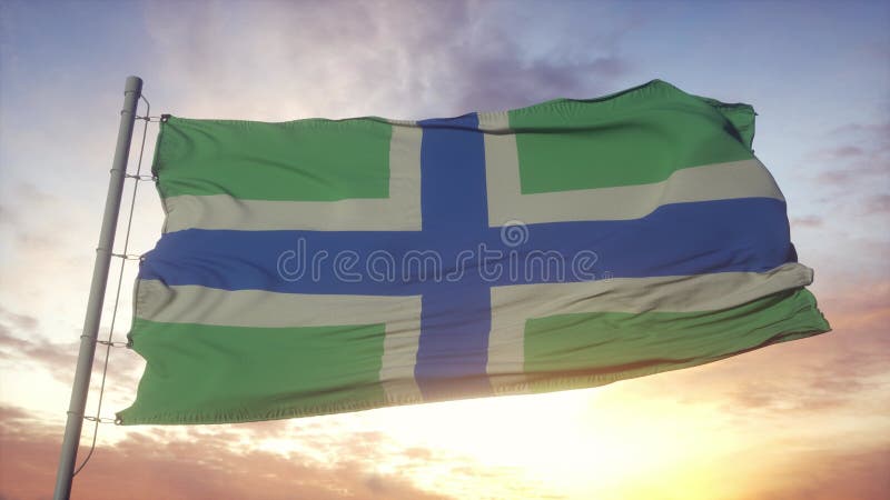 Severn Cross Flag, England, Waving in Wind. Realistic Flag Background ...