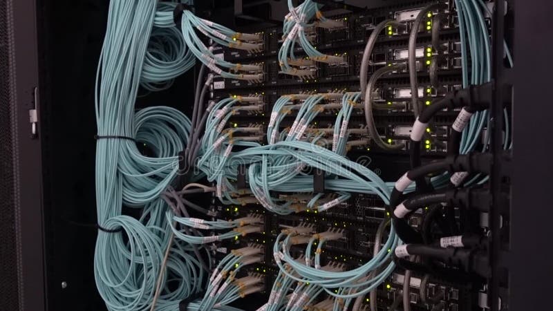 Optical Cable Close Up. Data Center Rack. Stock Footage - Video of ...