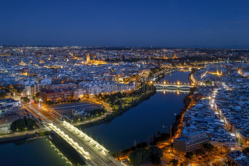 Sevilla city by night stock photo. Image of seville - 351959506