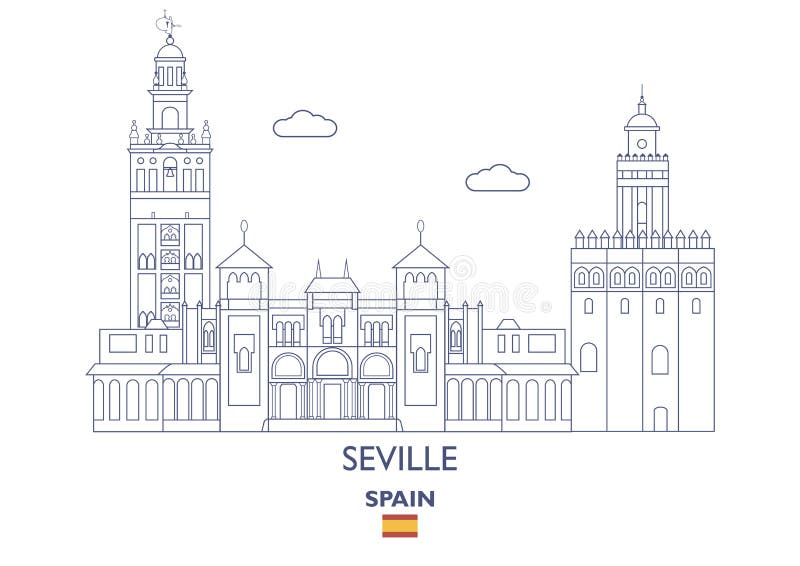 Seville Skyline With Color Buildings, Blue Sky And Copy Space. Stock ...