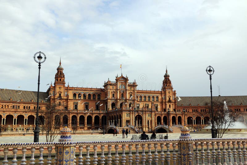 Seville, Spain. Spanish Square, Plaza De Espana Stock Photo - Image of ...