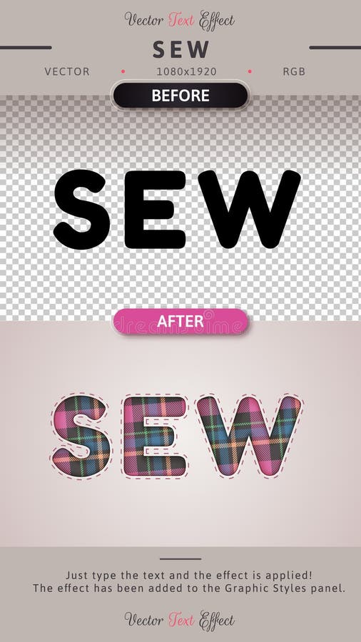 Sew - Editable Text Effect, Font Style Stock Vector - Illustration of ...