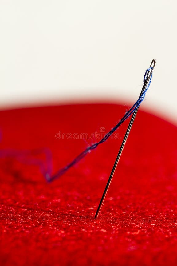Sew needle with string stock photo. Image of silver, twine - 44347062