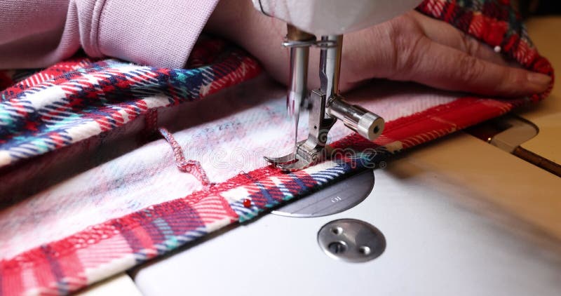Sew Red and Blue Checkered Pattern Using Sewing Machine Stock Video ... Sew Red and Blue Checkered Pattern Using Sewing Machine Stock Video ...