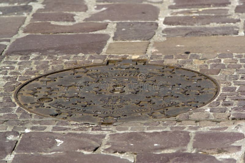 Sewage drain hatch stock image. Image of pipe, hatch - 57558115