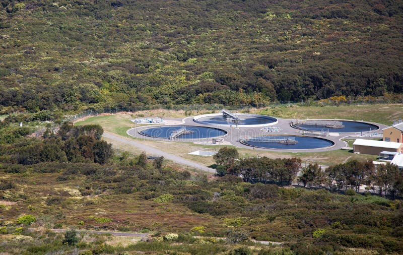 Sewage farm stock image. Image of pipes, reflection, purification ...