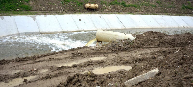 Polluted Water Overflow from Sewage Stock Photo - Image of sewage ...