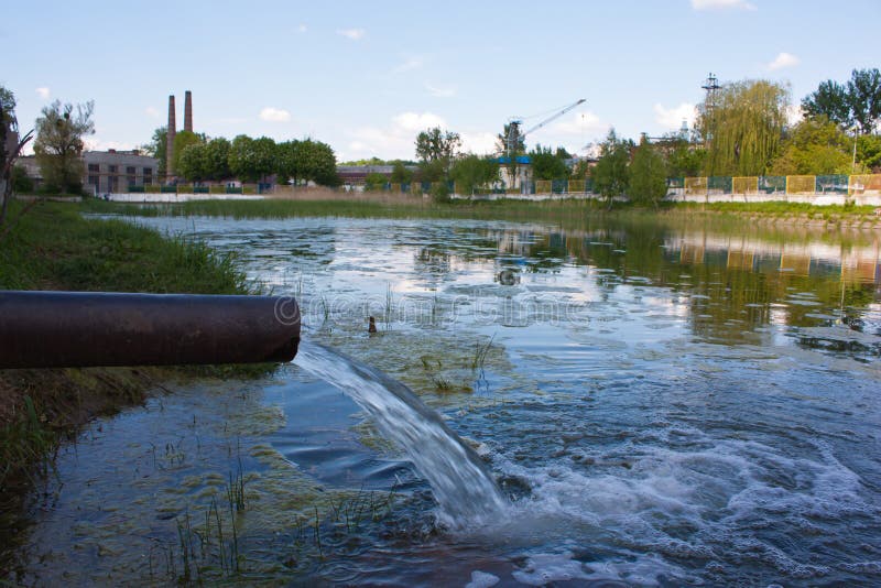 Sewage from the Sewer Pollute a Lake, River Stock Photo - Image of scum ...