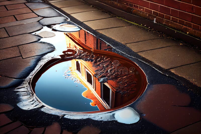 Sewage Spill on the Pavement, with Puddle Growing in Size Stock ...