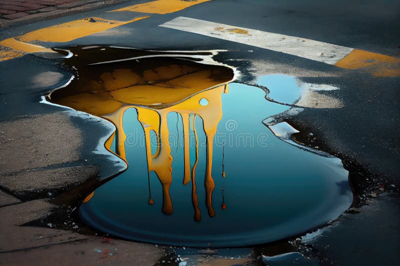 Sewage Spill on the Pavement, with Puddle Growing in Size Stock ...