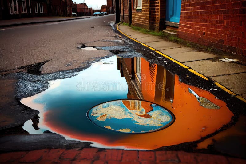Sewage Spill on the Pavement, with Puddle Growing in Size Stock ...