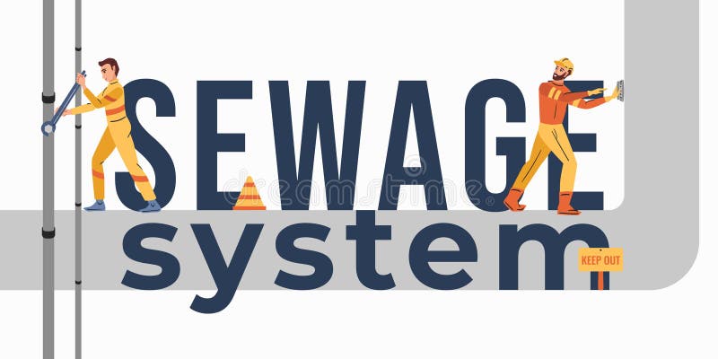 Sewage System Text Composition Stock Vector - Illustration of system ...