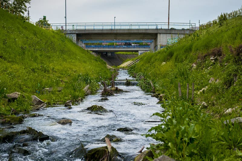Sewage Water Flowing into the River Stock Image - Image of wastewater ...