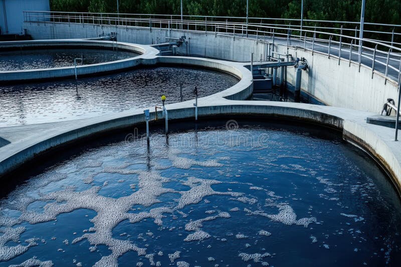 Sewage Water Treatment Process at Clarifier Basin Stock Photo - Image ...