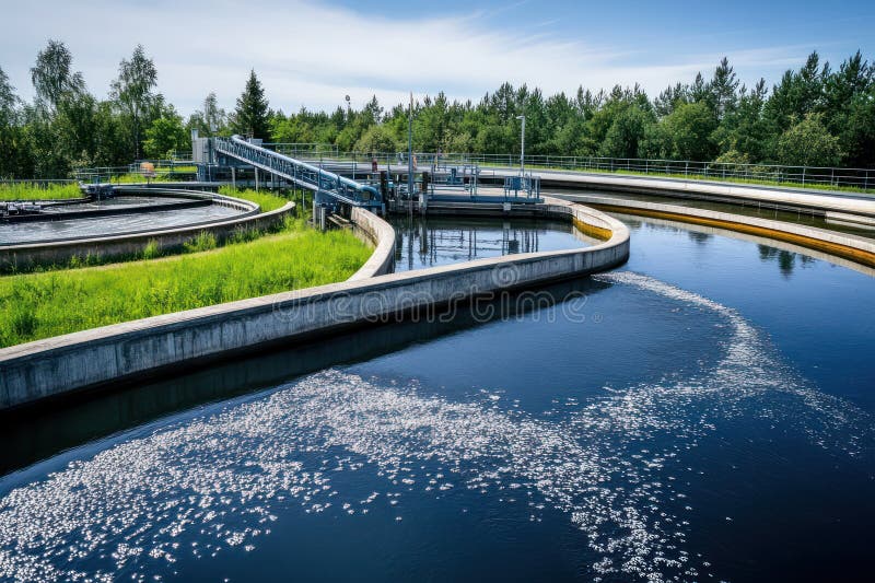 Sewage Water Treatment Process at Clarifier Basin Stock Photo - Image ...