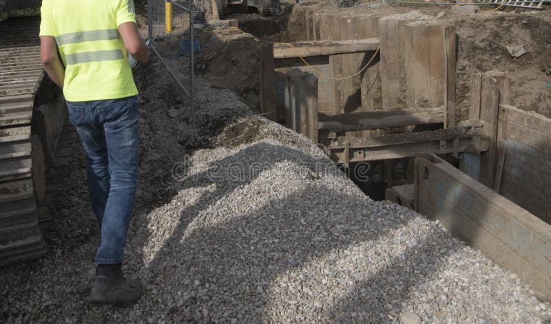 Sewer Construction in Hydraulic Engineering Stock Image - Image of ...