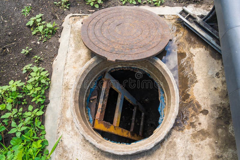 Sewer Hatch. Background with Selective Focus and Copy Space Stock Image ...