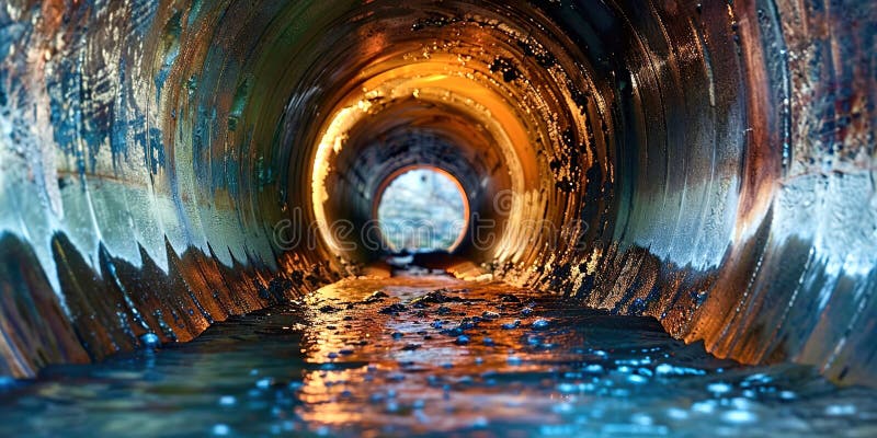 A Sewer Pipe, Dirty Water Inside Stock Photo - Image of drain, sewerage ...