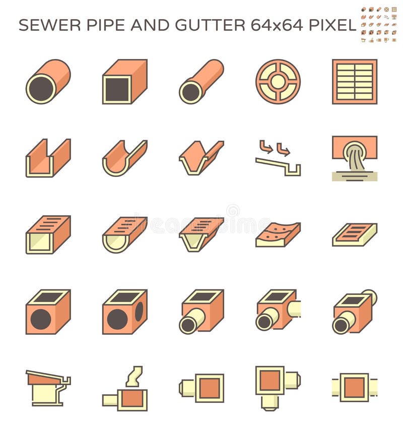 Set of Sewer Pipe Fittings Cartoon Icon Design Template with Various ...