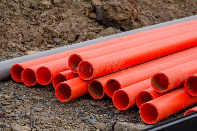 Sewer Pipes at a Construction Site Stock Image - Image of sewerage ...