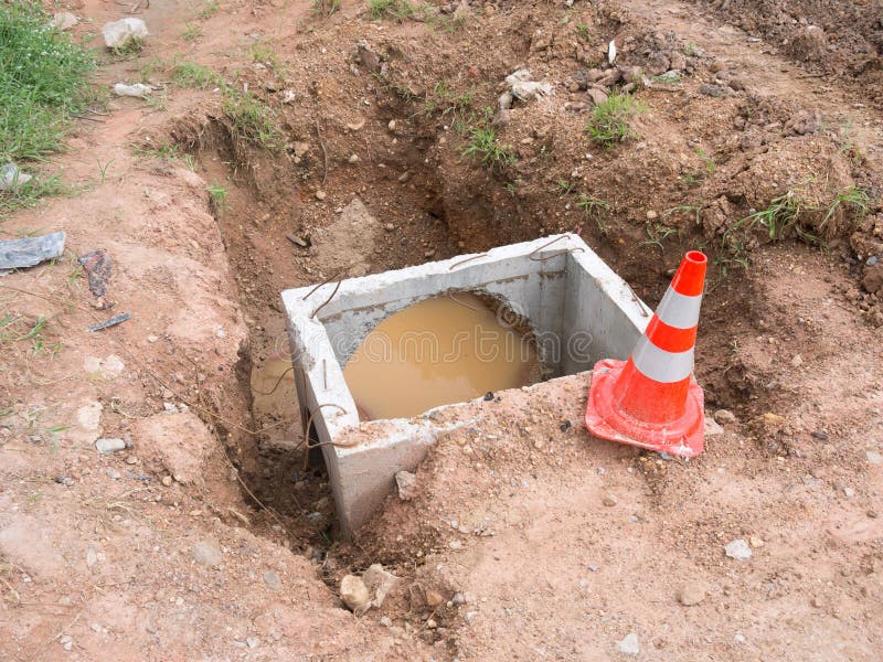 Sewer Water Pipe Construction. Stock Image - Image of mesh, septic ...
