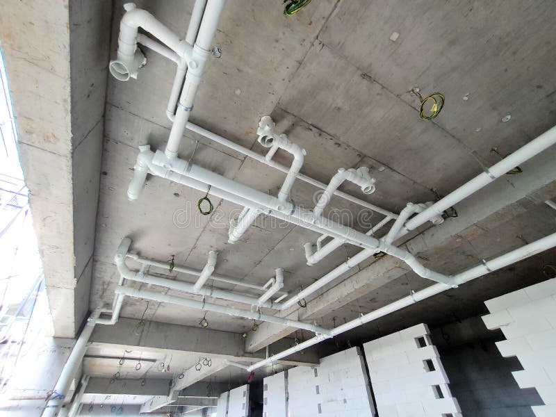 Sewerage Pipes from the Toilet Above are Interconnected Under the Floor ...