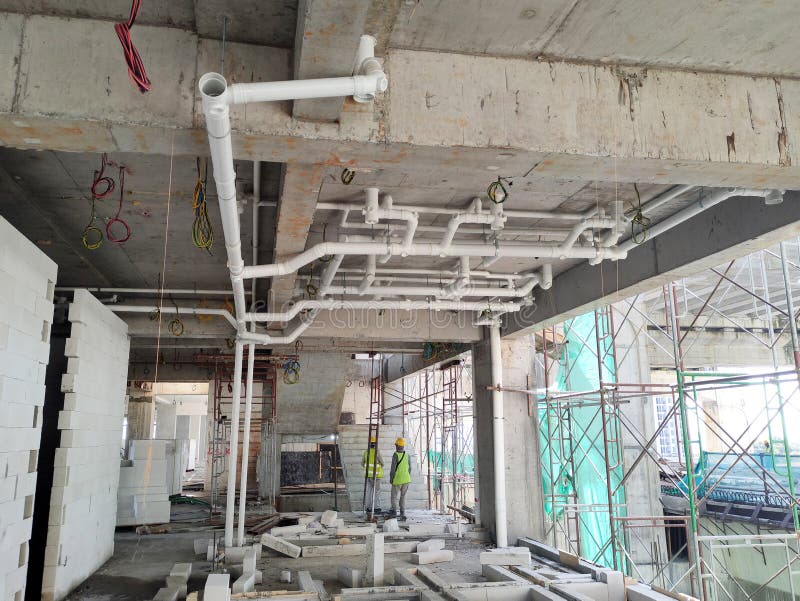 Sewerage Pipes from the Toilet Above are Interconnected Under the Floor ...