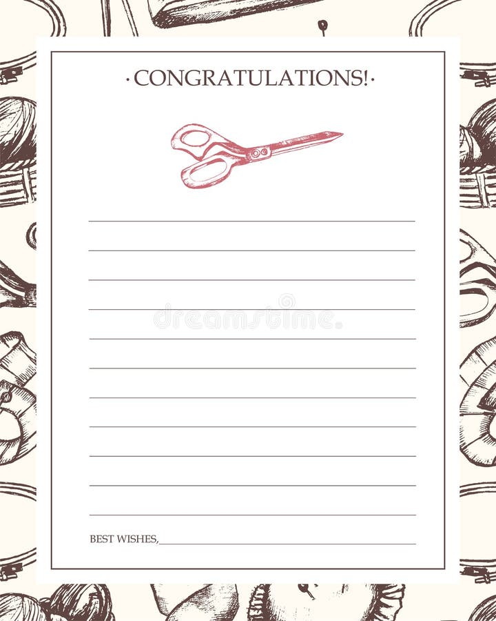 Sewing Accessories - Hand Drawn Template Card. Stock Vector ...