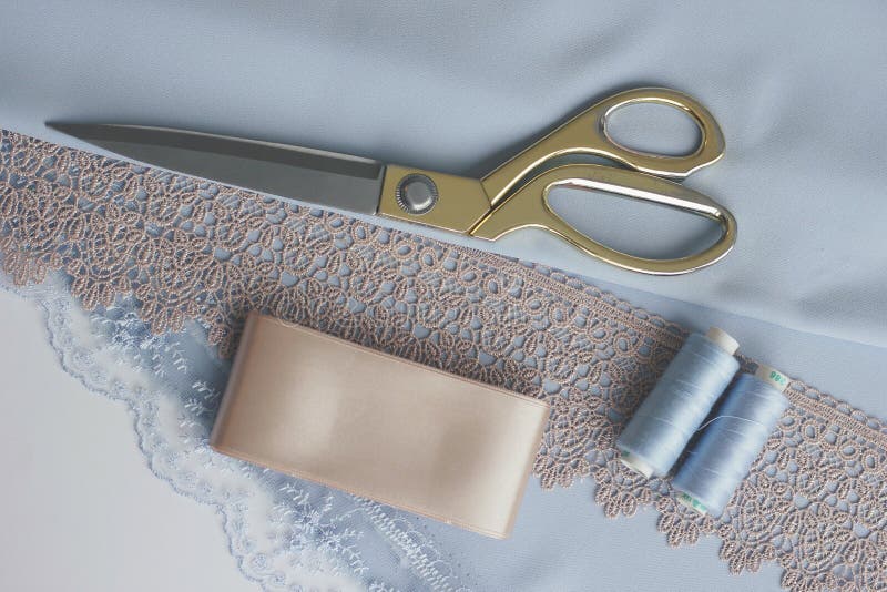 Sewing Accessories Needle Thread Scissors Cutting Stitching Stock Image ...