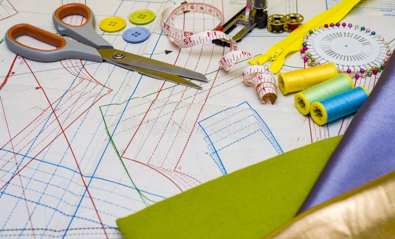 Pattern cutting and sewing stock image. Image of fashion - 112584599