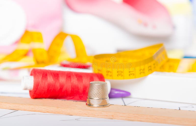 Sewing accessories stock image. Image of ruler, stitching - 39771575