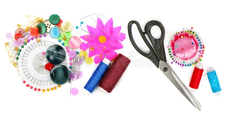 Sewing Accessories Set Isolated on White Background. Wide Photo ...