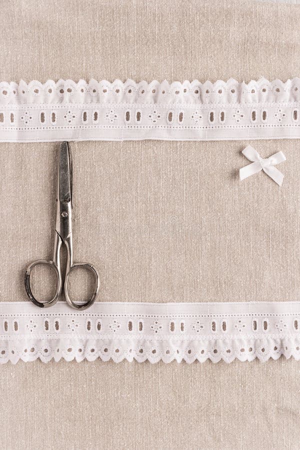 Rustic Fabric for Sewing, Lace, Scissors and Accessories for Needlework ...