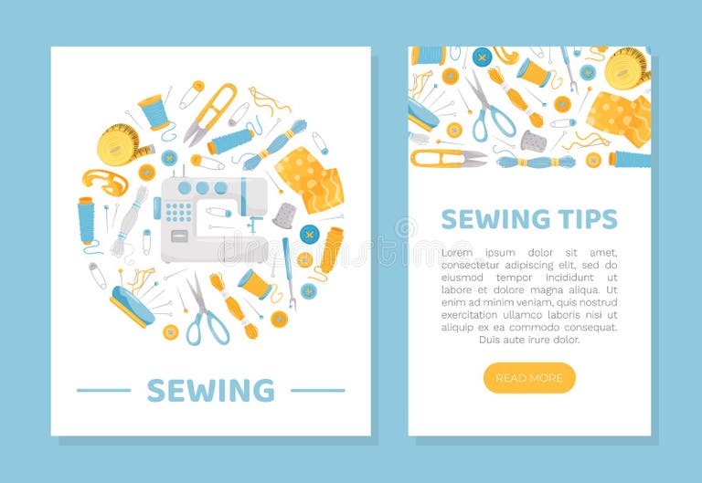 Sewing Banner Design with Tools for Handmade Craft Vector Template ...