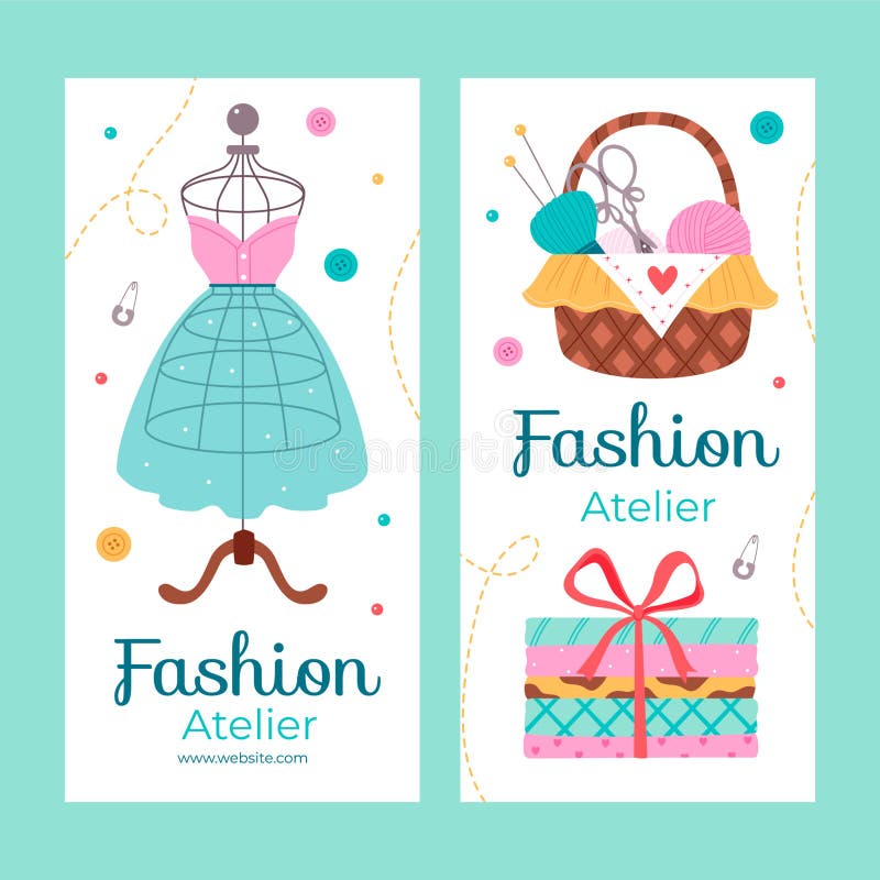 Sewing Banners in Flat Design Stock Illustration - Illustration of flat ...