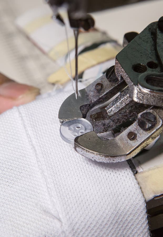 Sewing Button with Sewing Machine Stock Photo - Image of tailor, iron ...