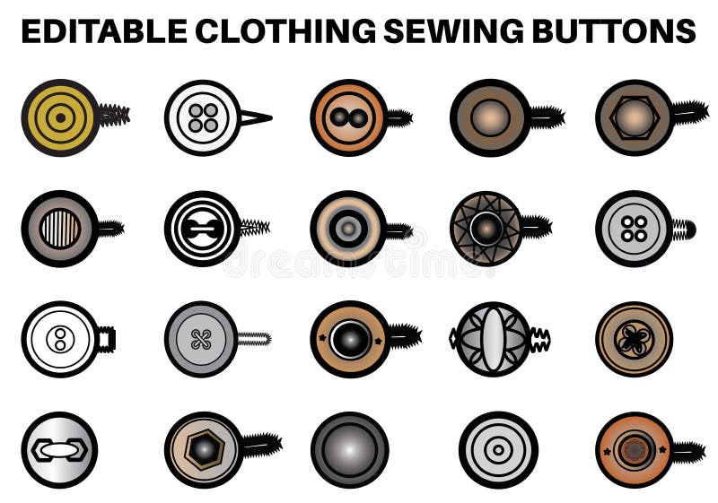 Sewing Buttons Flat Sketch Vector Illustration Set, Different Types of ... Sewing Buttons Flat Sketch Vector Illustration Set, Different Types of ...
