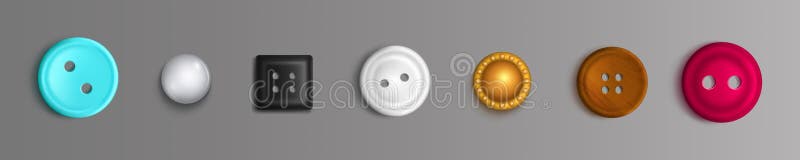 Sewing Buttons with Holes and Solid Design Set Stock Vector ...